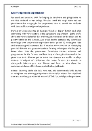 KUS REPORT (2020-21), Rasulpur, Jajpur | DOCX