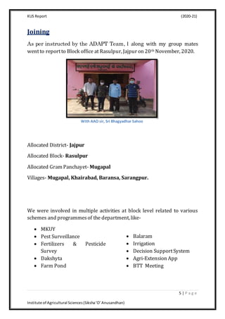KUS REPORT (2020-21), Rasulpur, Jajpur | DOCX