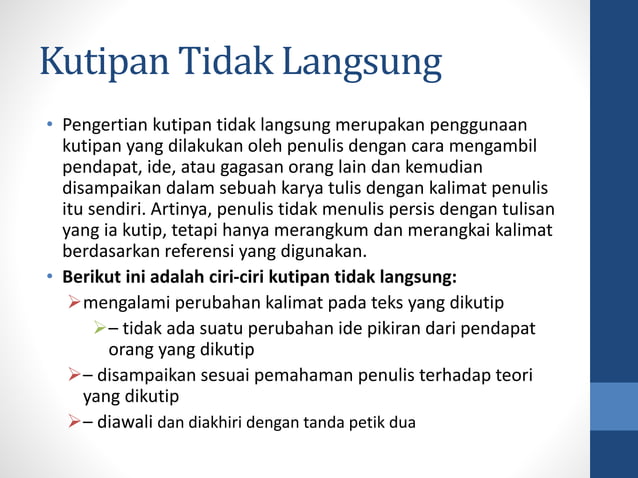 Kutipan: Macam, Cara Penulisan dan Contohnya | PPTX