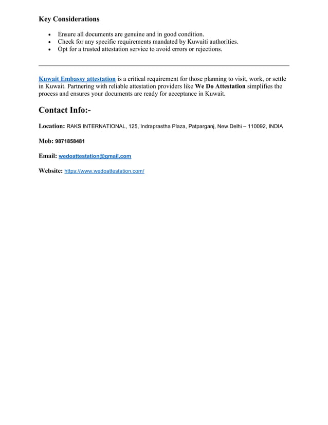 What Is Kuwait Embassy Attestation Kuwait Embassy Attestation Pdf