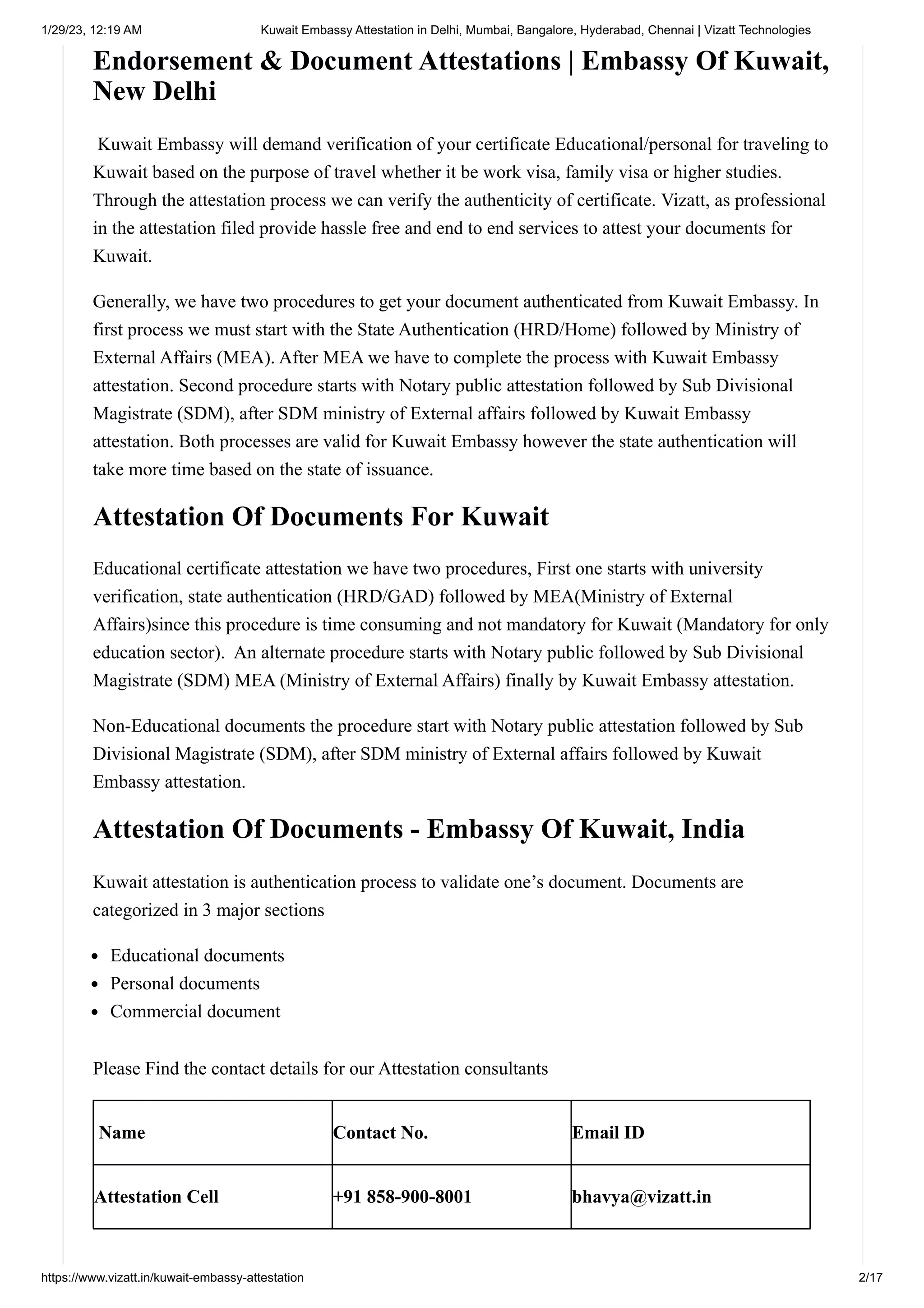 Kuwait Embassy Attestation in Delhi, Mumbai, Bangalore, Hyderabad ...