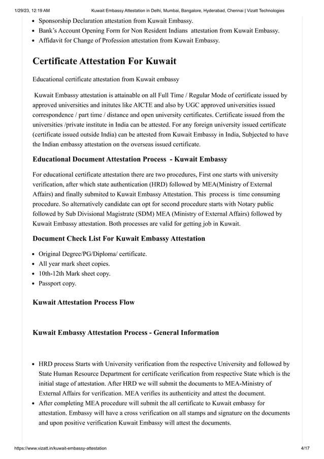 Kuwait Embassy Attestation in Delhi, Mumbai, Bangalore, Hyderabad ...