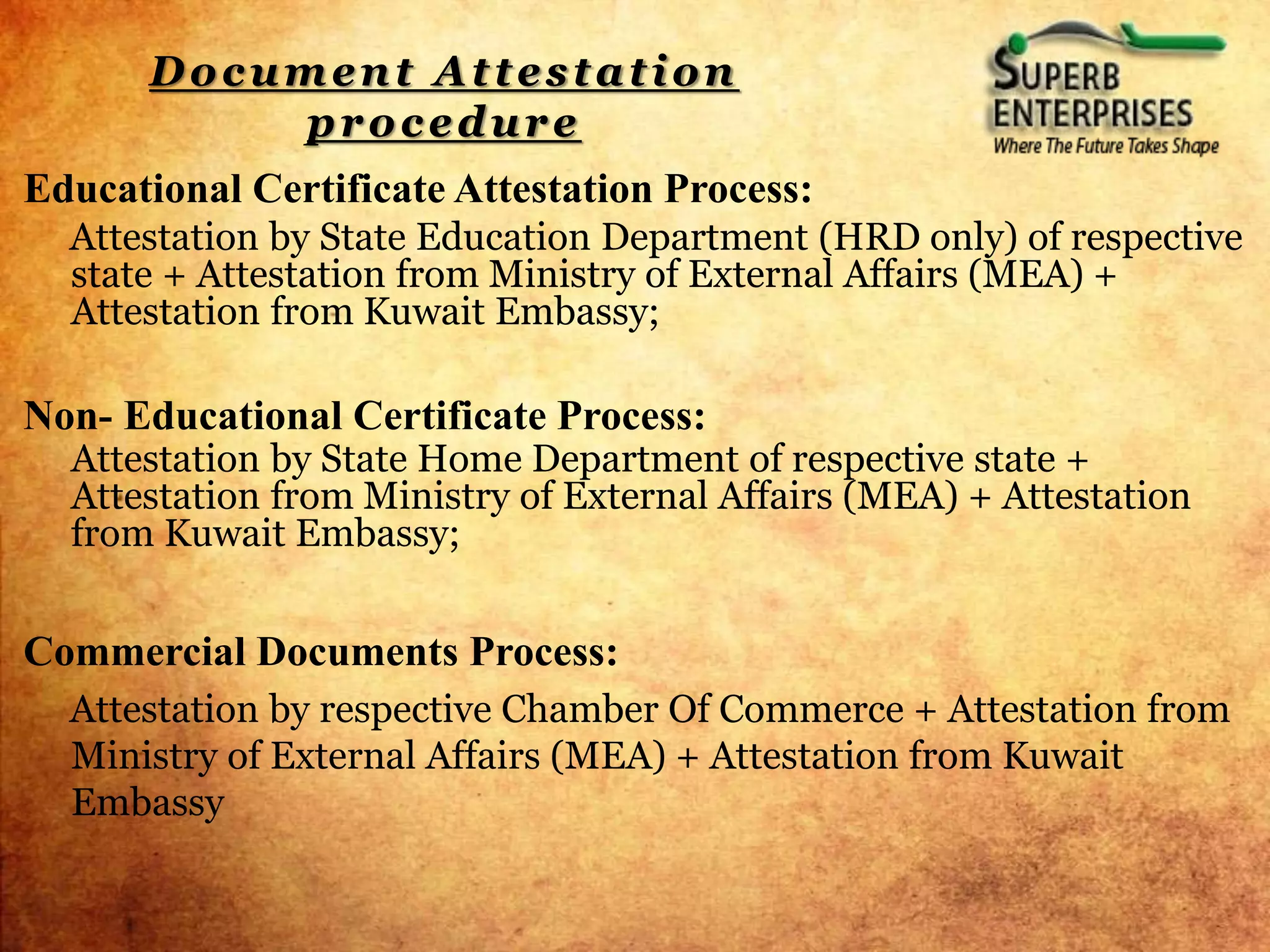 Kuwait Embassy Degree Certificate Attestation Services | PPTX