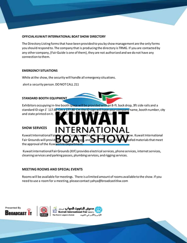 Kuwait international boat show presentation Exhibitors | DOCX