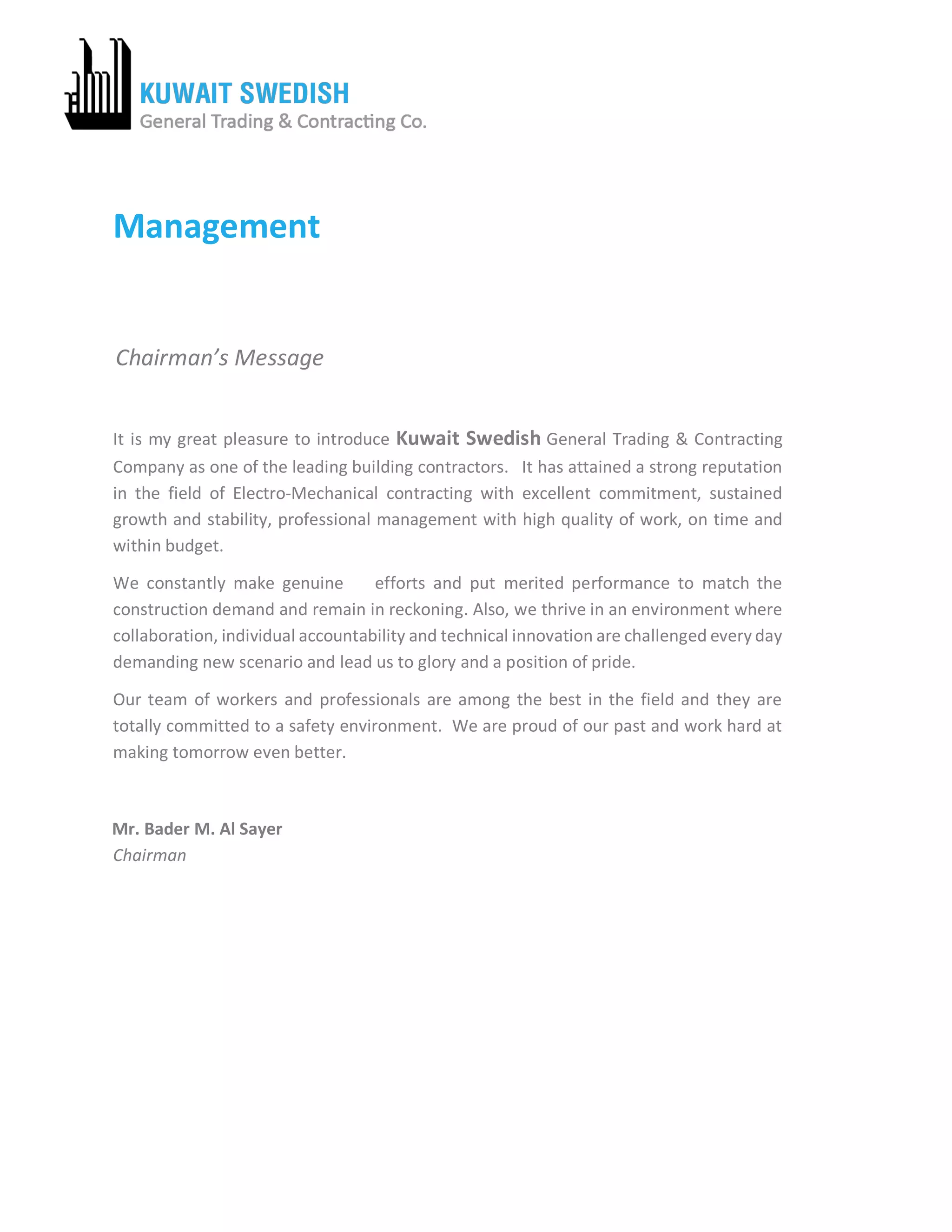 Kuwait Swedish - MEP Profile.pdf | Construction Industry | Industries