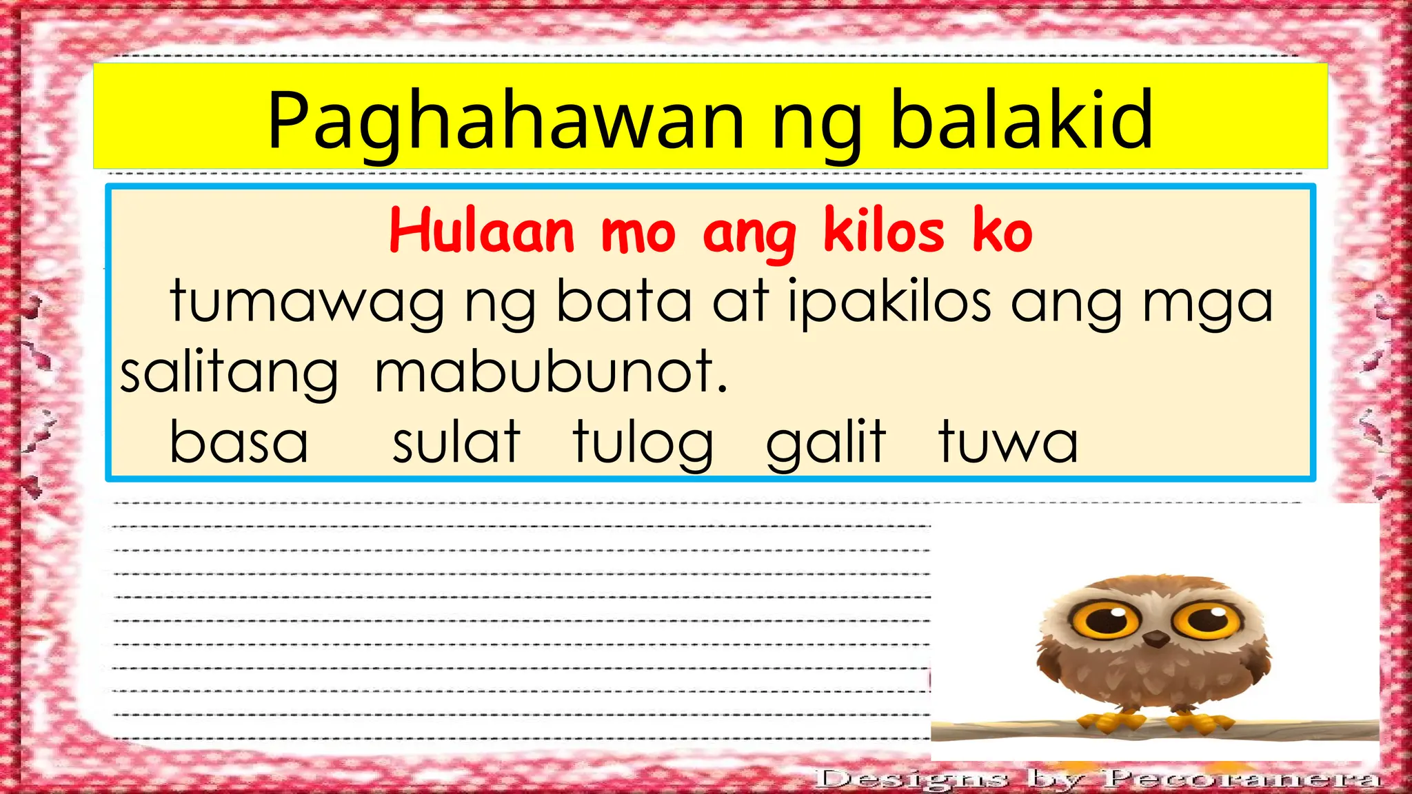 Kuwento Wako Ang Matalinong Kuwago para sa grade one | PPTX