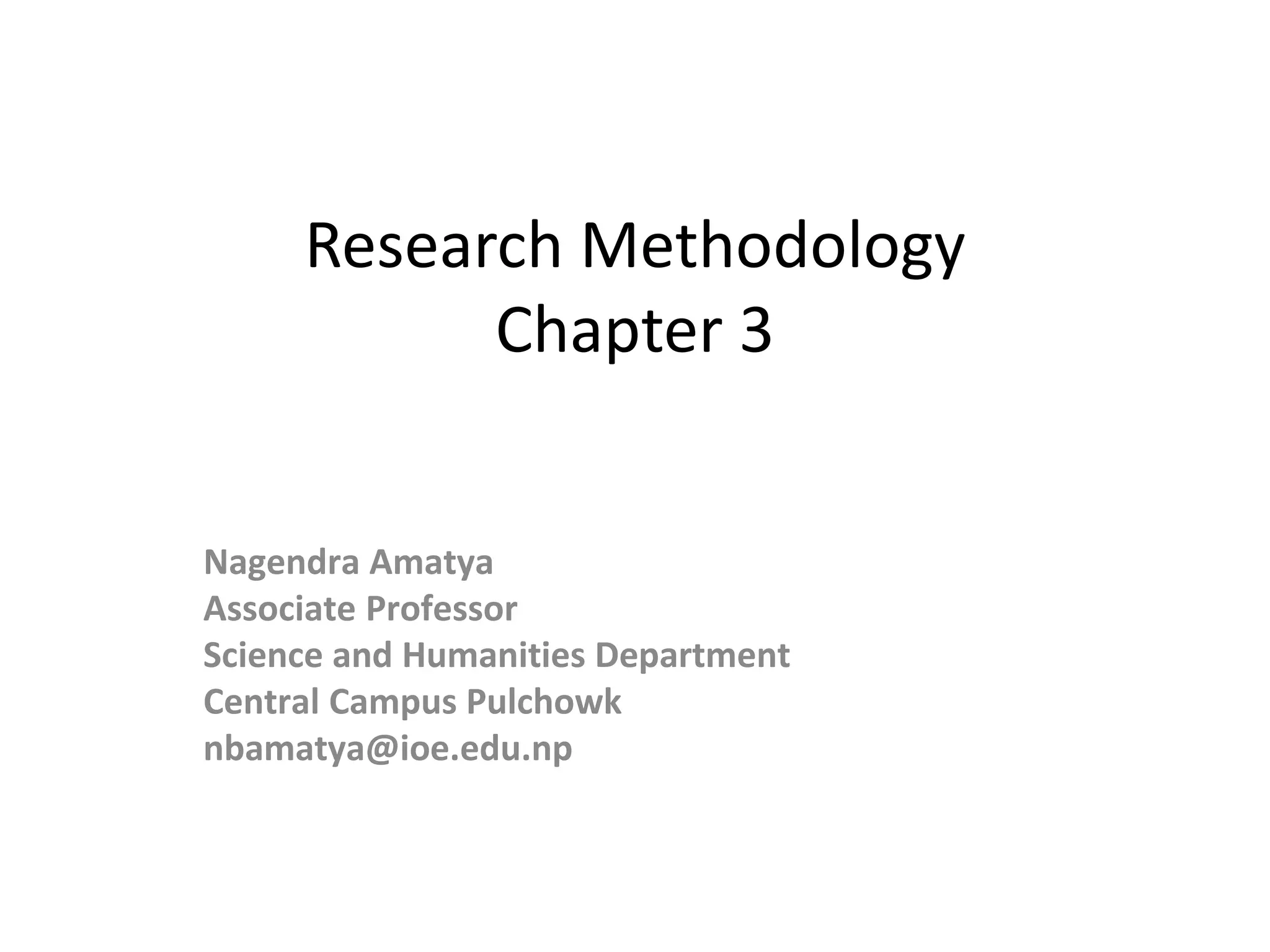 Research Methodology Chapter 3 | PPTX