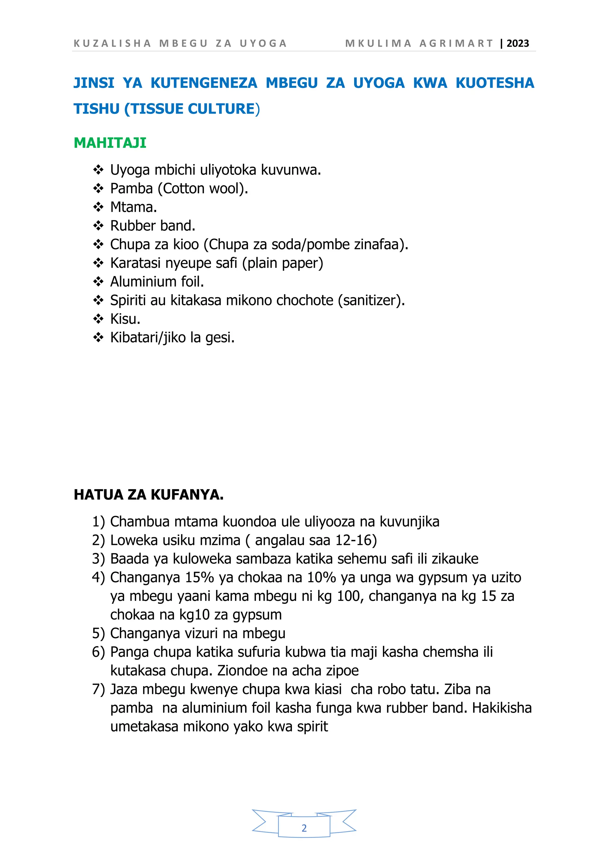 Jinsi ya Kuzalisha mbegu za Uyoga wa Mamama ( OysterMushroom) | PDF