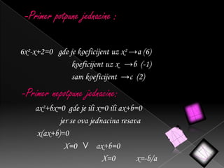 Kvadratna jednacina - Zoja Milić | PPT