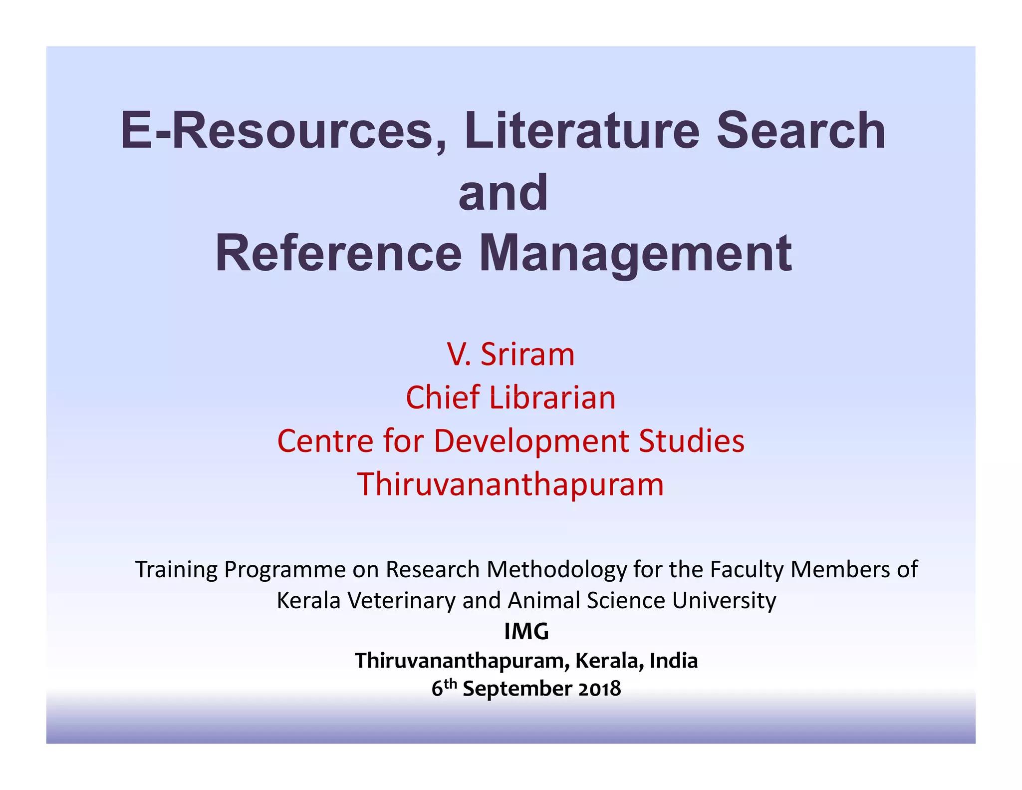 E-Resources Literature Search Reference | PPT