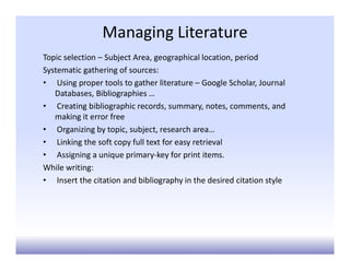 Literature review and use of Reference Management Software | PDF