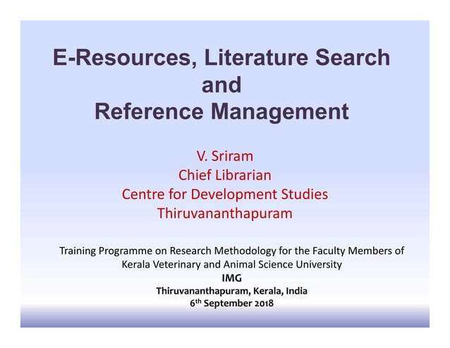 E-Resources Literature Search Reference | PPT