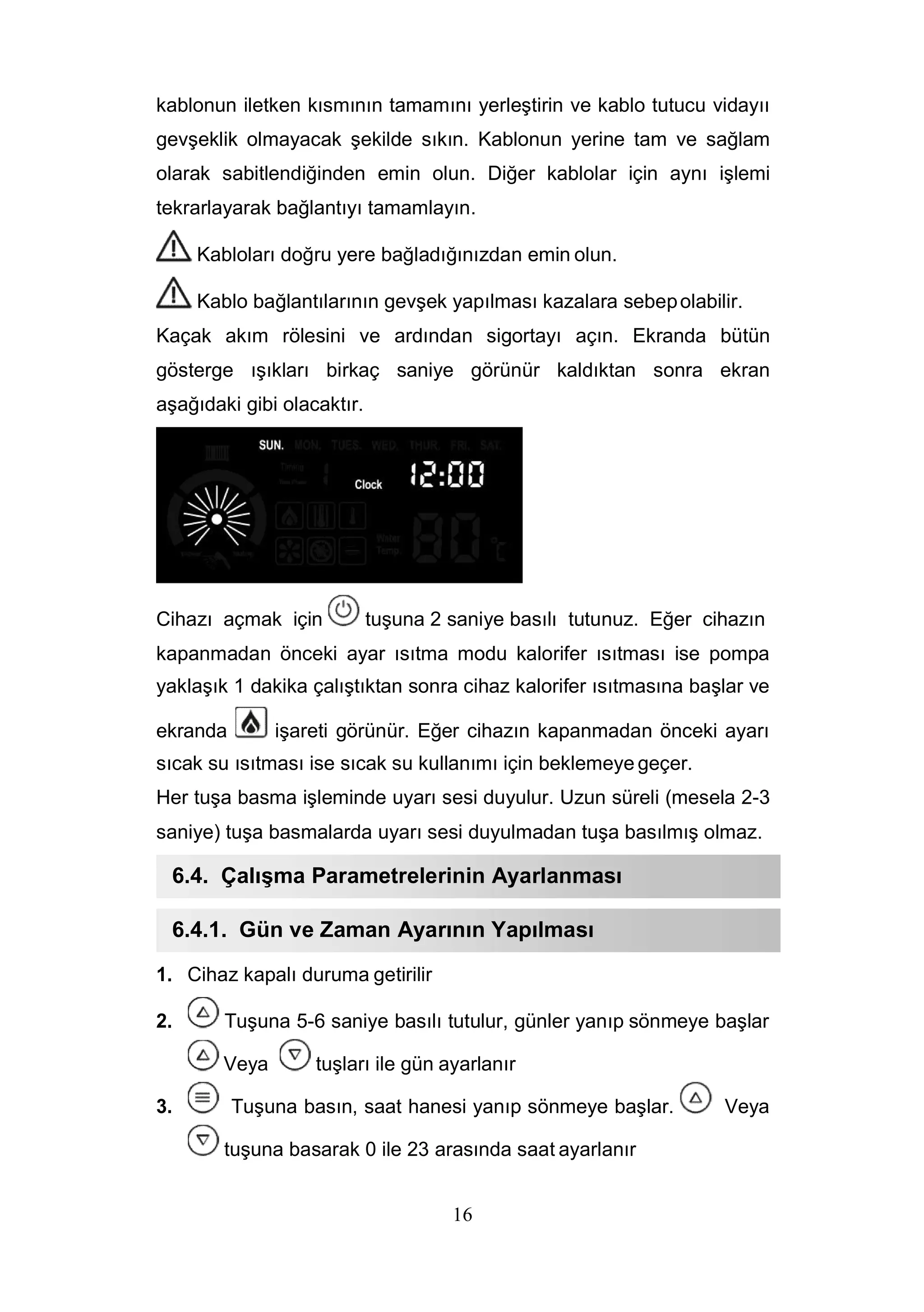 Elektrikli Kombi Kullanma Klavuzu | PDF