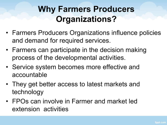 Opportunities for farmer producers organizations in tamil nadu | PPTX