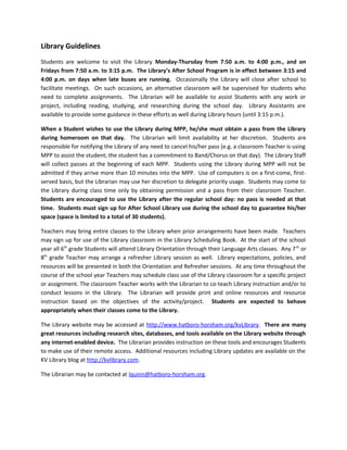 KV Library Guidelines | DOC | Homework and Study | Education