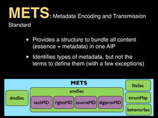 PBCore, METS, PREMIS, MODS, METSRights...oh my! | PDF