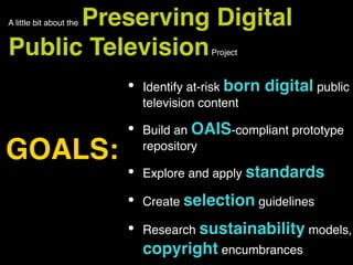 PBCore, METS, PREMIS, MODS, METSRights...oh my! | PDF