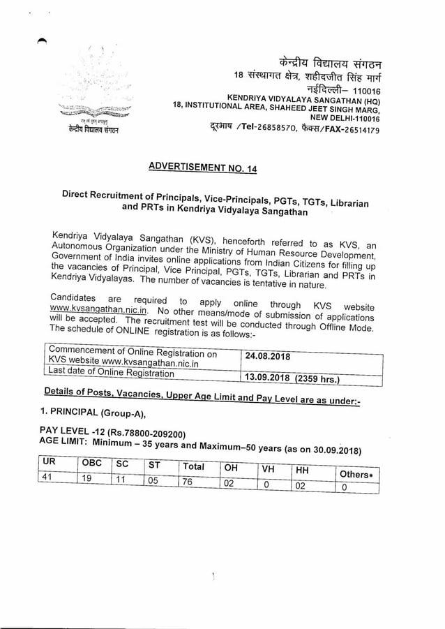 Kvs notification | PDF