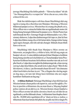 Nl R.Lalbiakchhungi Chanchin (Khawvel Sunday School Ni) | PDF