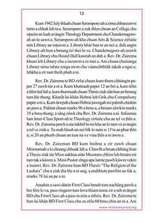 Rev Dr.Zairema chanchin (Khawvel Sunday School Ni) | PDF