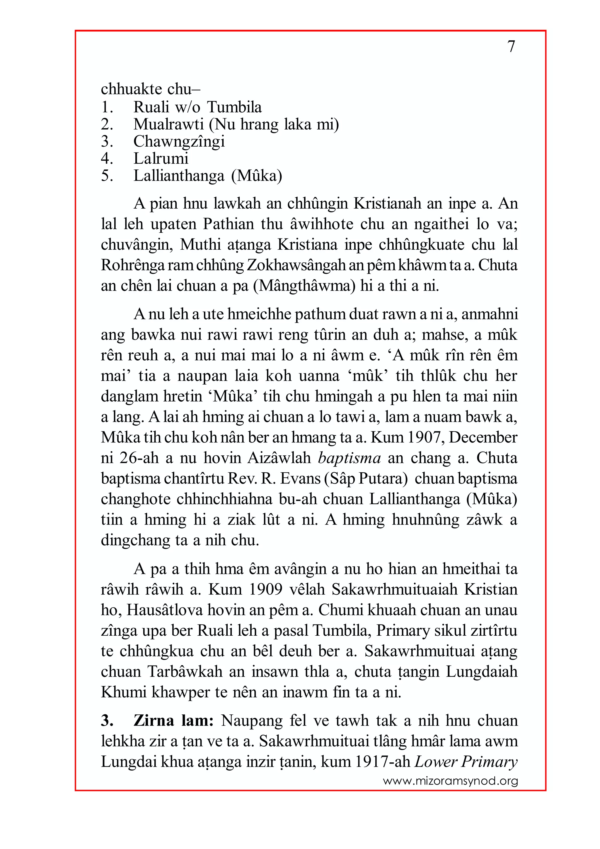 KVSS Ni 2016-Pu Muka Chanchin- Puitling Sunday SChool | PDF