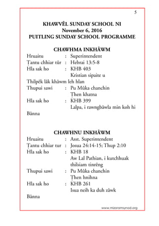KVSS Ni 2016-Pu Muka Chanchin- Puitling Sunday SChool | PDF