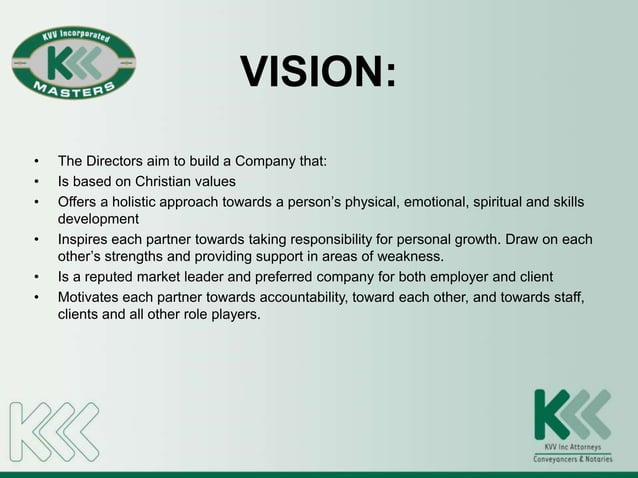 KVV Inc. - Values, Mission & Vision | PPT