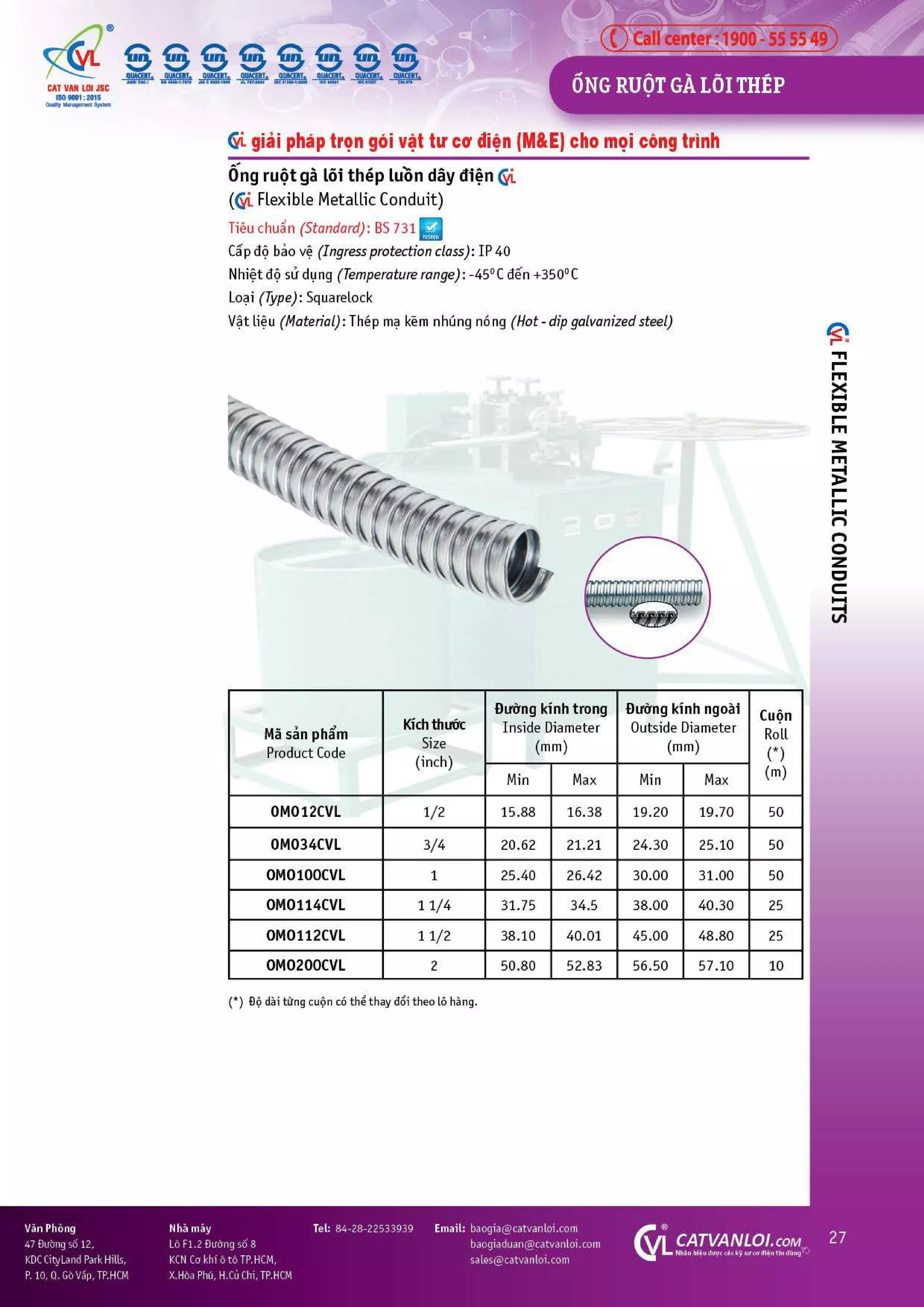 Cat Van Loi Company Profile - G.I Steel Conduit - Electrical wire mesh ...