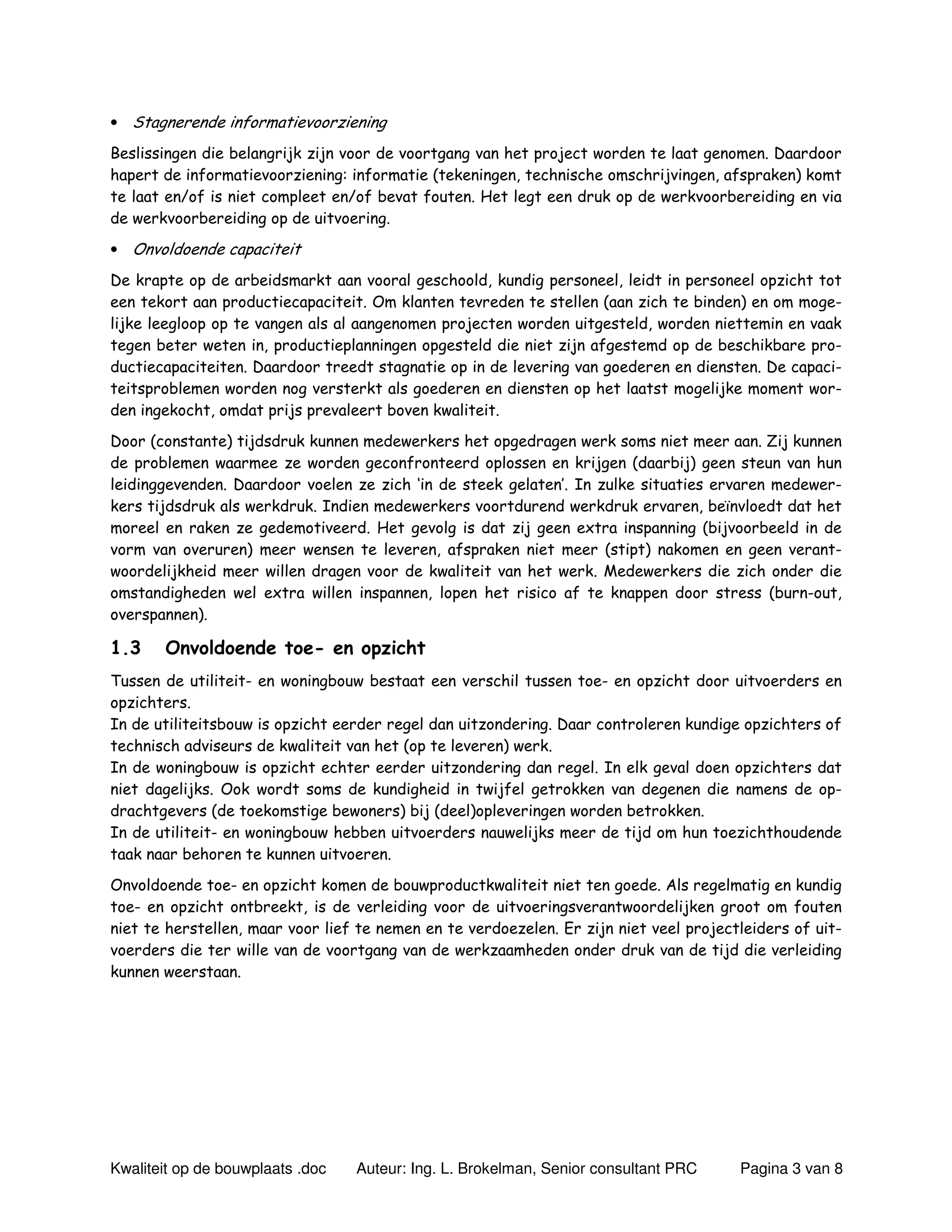 Kwaliteit Op De Bouwplaats | PDF