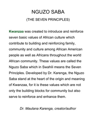 Kwanzaa Program Speaker Notes (2009) | PDF