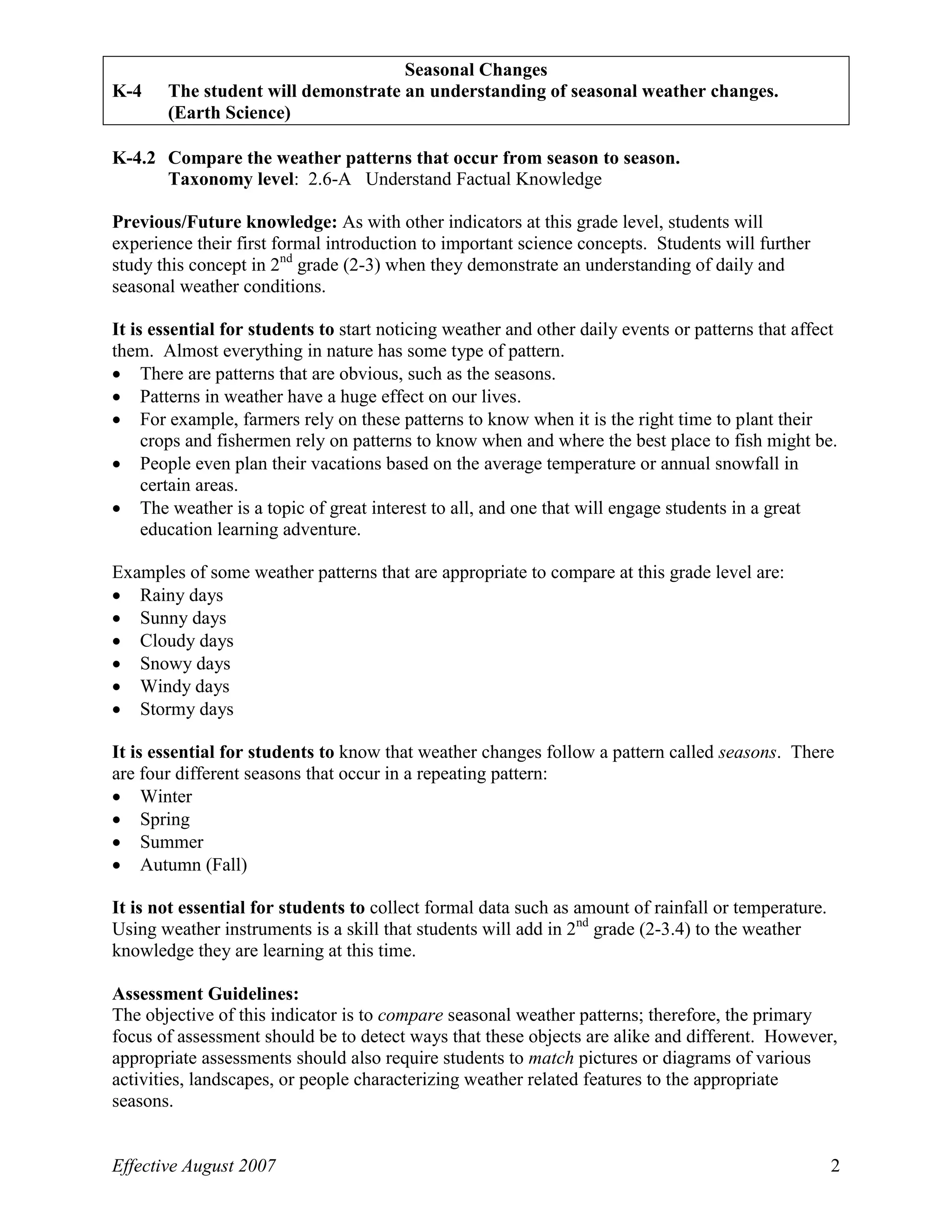 Kindergarten - Science - Weather | PDF