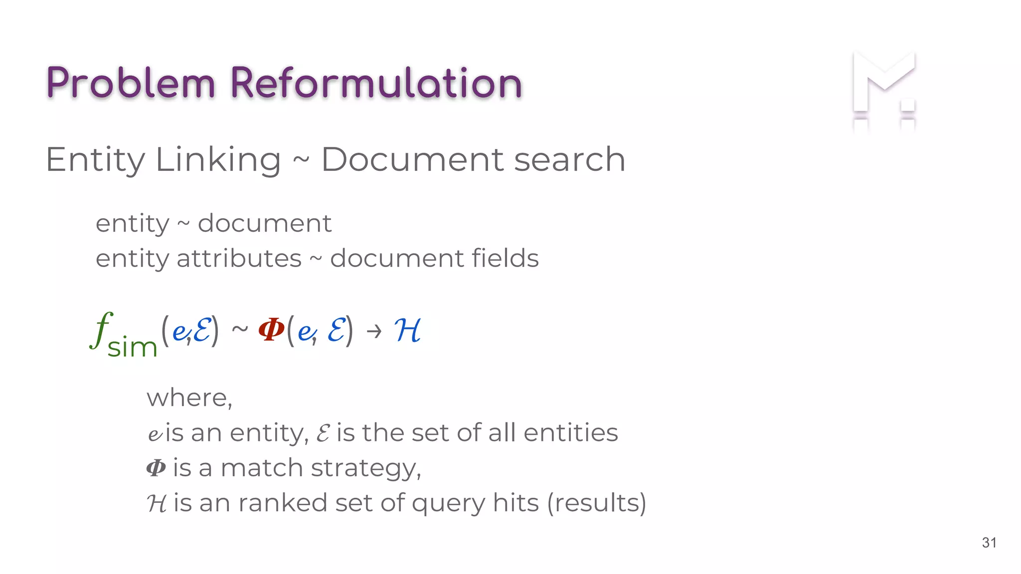 Entity Linking @ Scale Using Elasticsearch | PPT