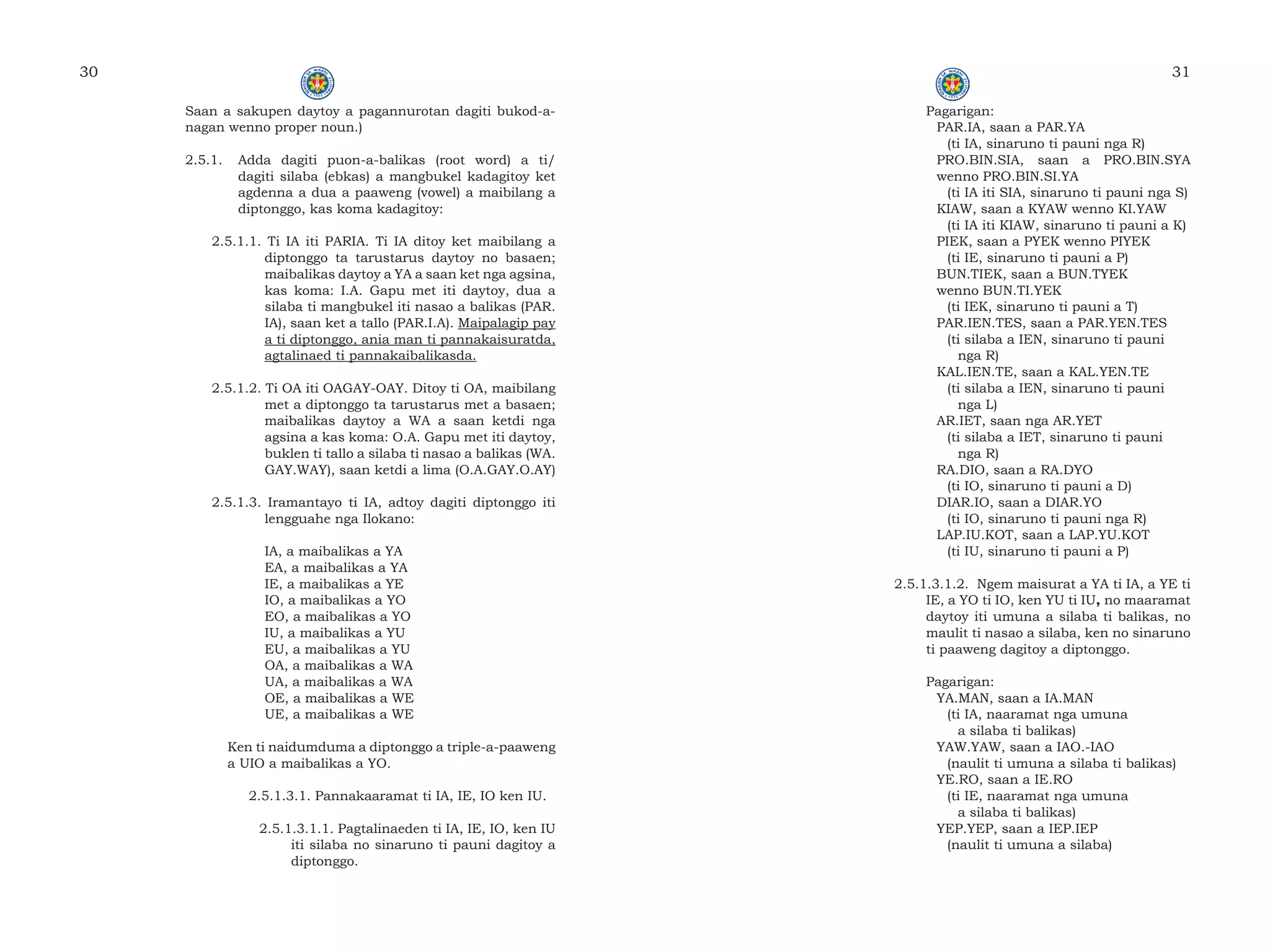 Official Ilocano Orthography KWF Tarabay iti Ortograpia ti Pagsasao nga Ilokano 2012 | PDF
