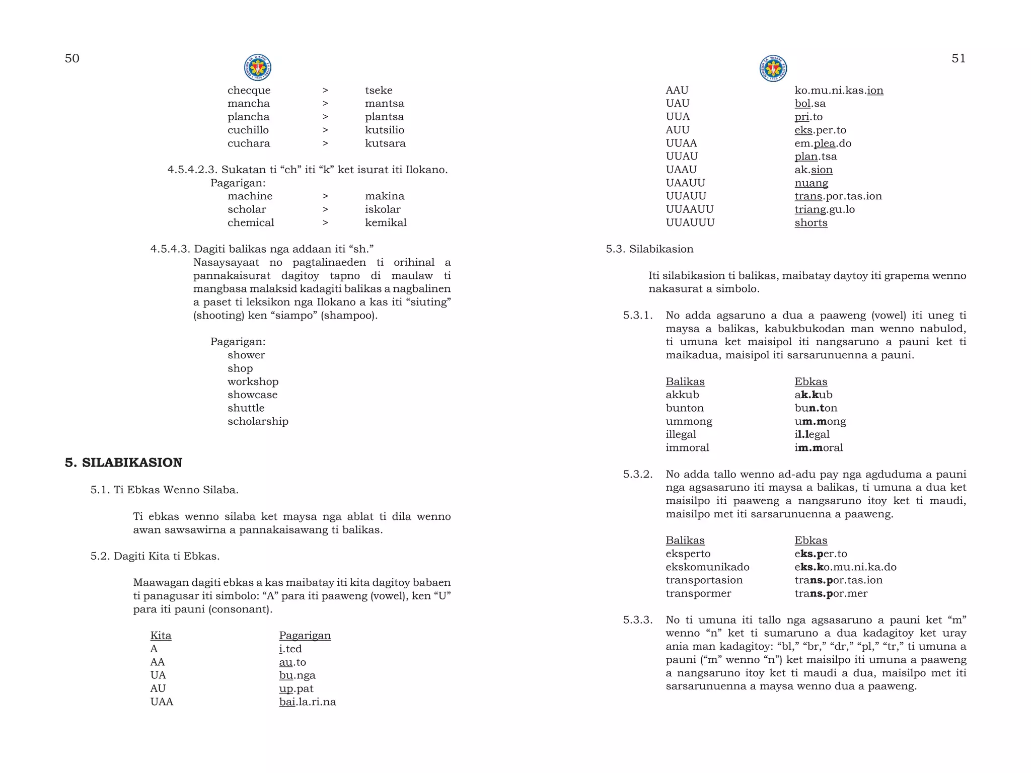 Official Ilocano Orthography KWF Tarabay iti Ortograpia ti Pagsasao nga ...