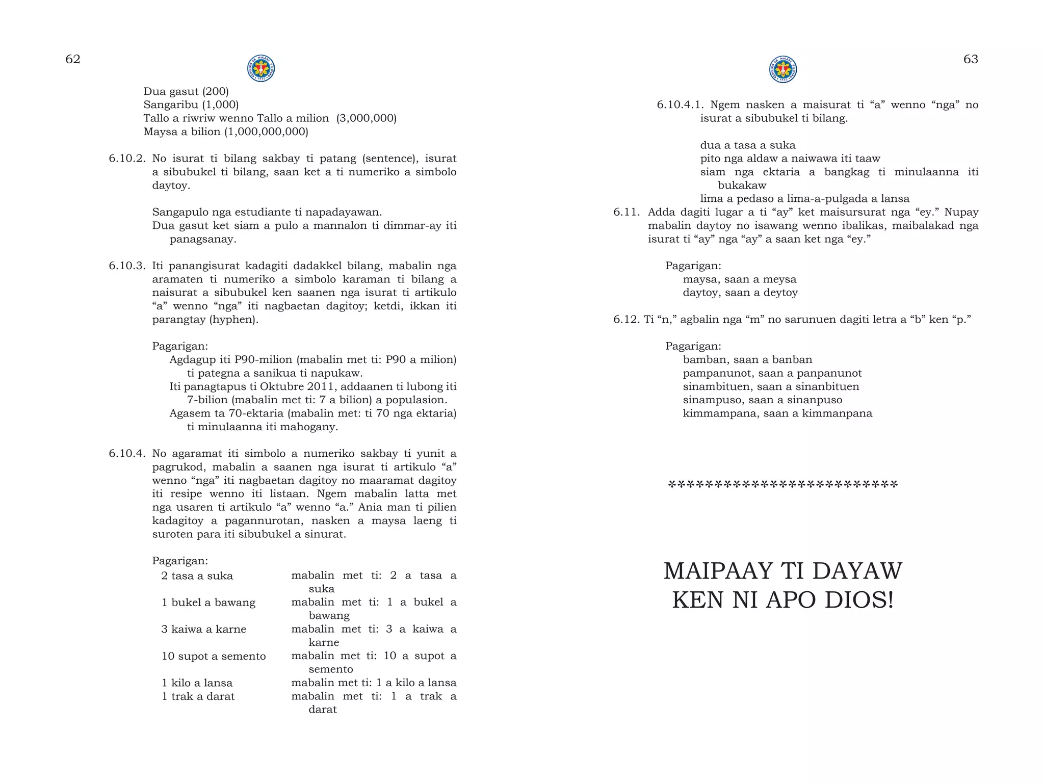 Official Ilocano Orthography KWF Tarabay iti Ortograpia ti Pagsasao nga ...