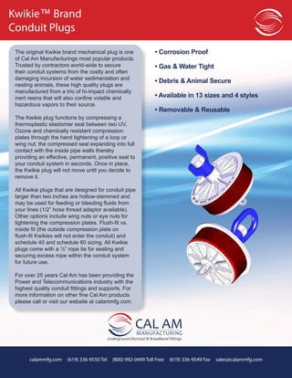 Kwikie brand duct plugs | PDF