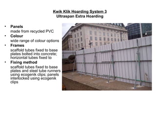 Kwik Klik Hoarding Systems Presentation | PPT