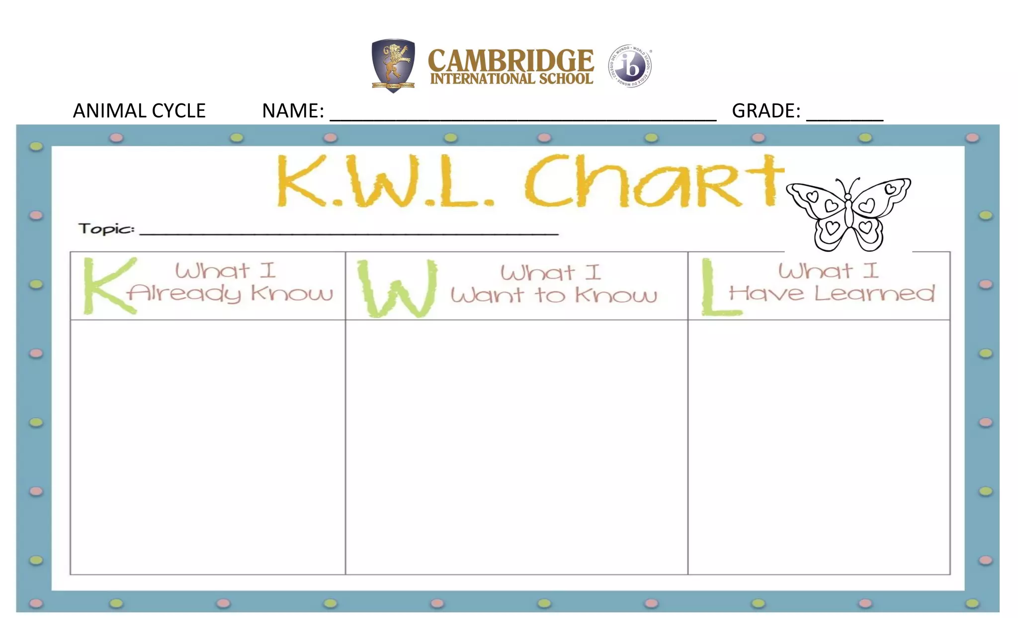 Kwl chart animal cycle | PPT