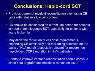 Haplo-cord transplantation offers similar results compared to MUD ...