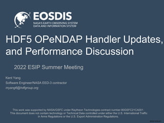 HDF5 OPeNDAP Handler Updates, and Performance Discussion | PPT