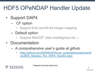 HDF5 OPeNDAP Handler Updates, and Performance Discussion | PPT