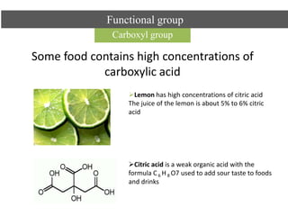 Functional groups and chemical reactions in food | PPTX