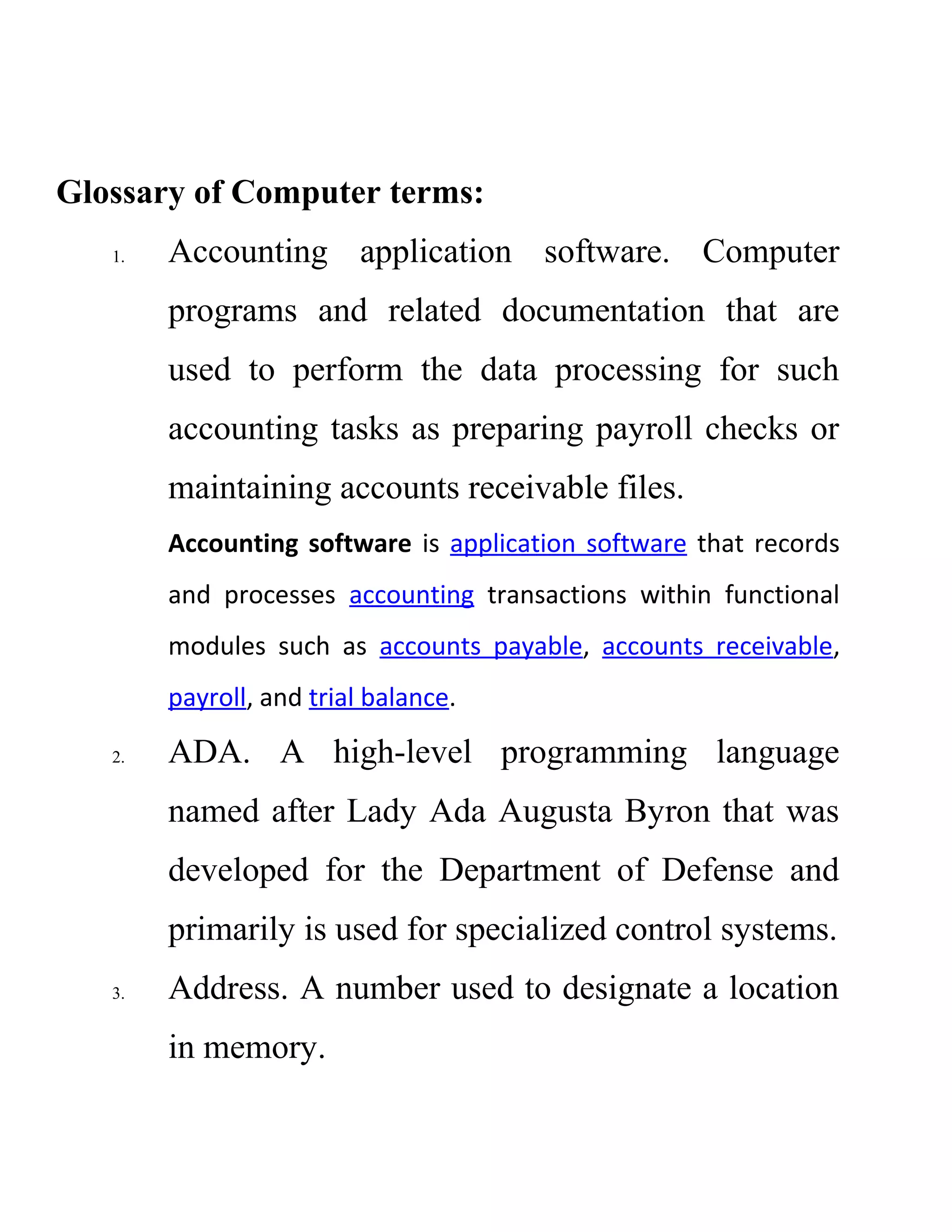 Mc computer glossary new | DOC | Programming Languages | Computing