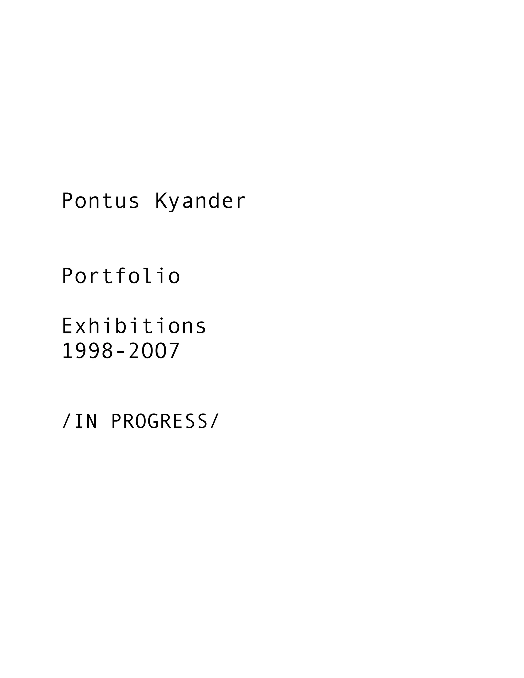 Kyander portfolio 1998-2007 | PDF