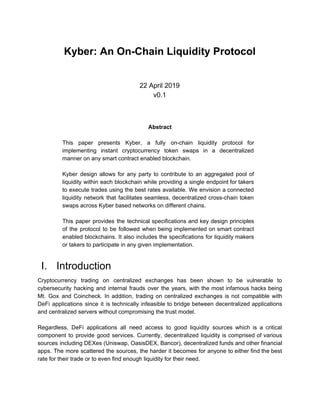 Kyber network de fi whitepaper | PDF