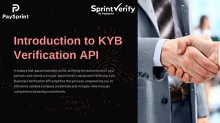KYB Verification API by SprintVerify.pdf | Business | Business and Finance