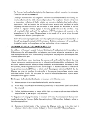 Know your KYC & AML Ploicy - DMI Housing Finance | PDF
