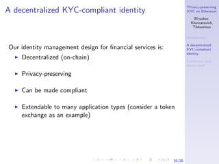 Privacy preserving KYC on Ethereum | PDF
