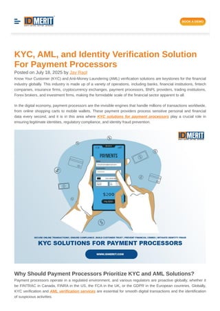 KYC AML Identity Verification Solution For Payment Processors | PDF