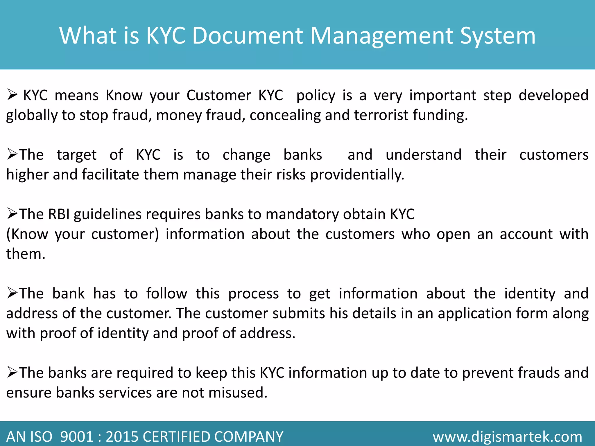 KYC Document Management System | Digismartek | PPT